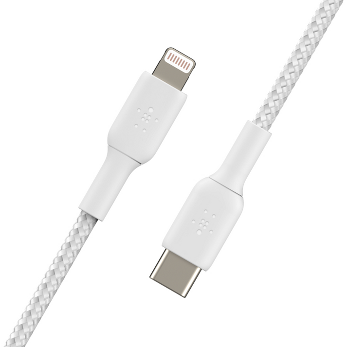 Cable belkin trenzado usb c a lightning blanco | Mac Center